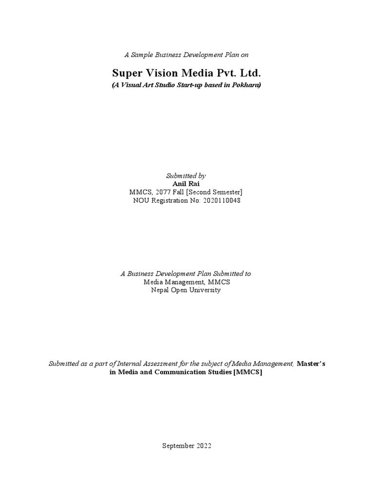 SUPER VISION™ A Digital Media Company - A Business Development Plan ...
