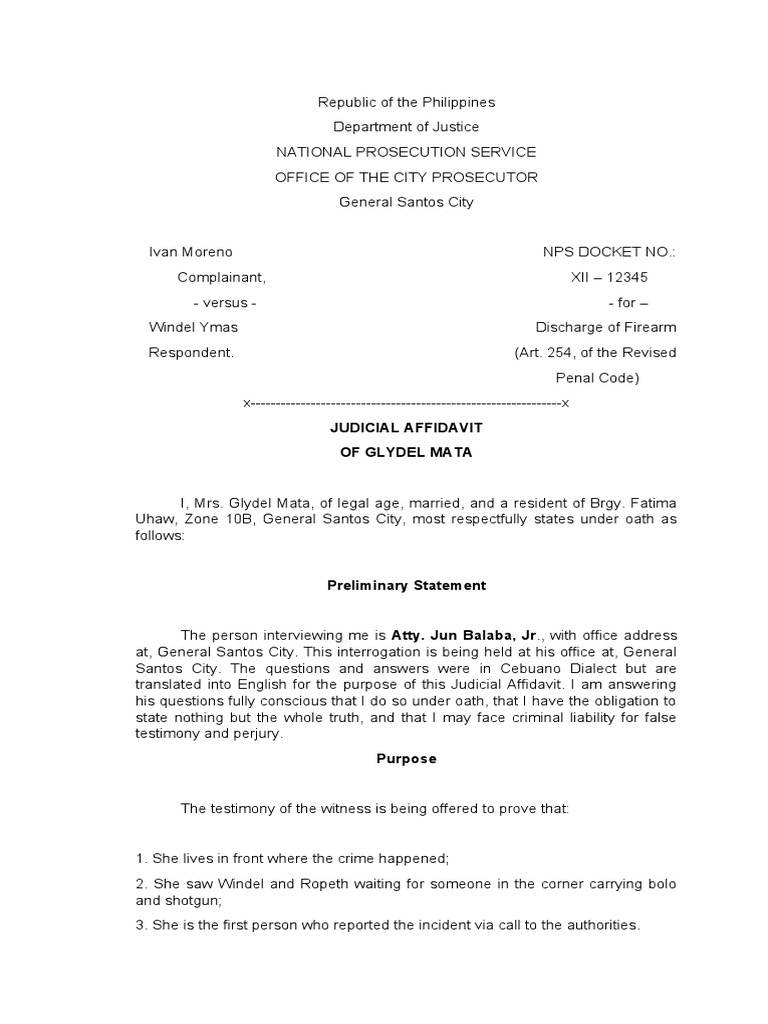 Judicial Affidavit 2 | PDF | Affidavit | Public Law