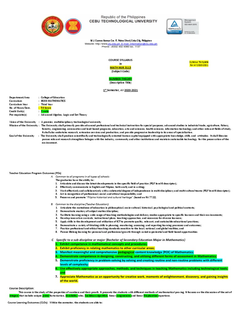 Final+Activity+delosSantos SYLLABUS NUMBER THEORY Final | PDF | Number Theory | Mathematics