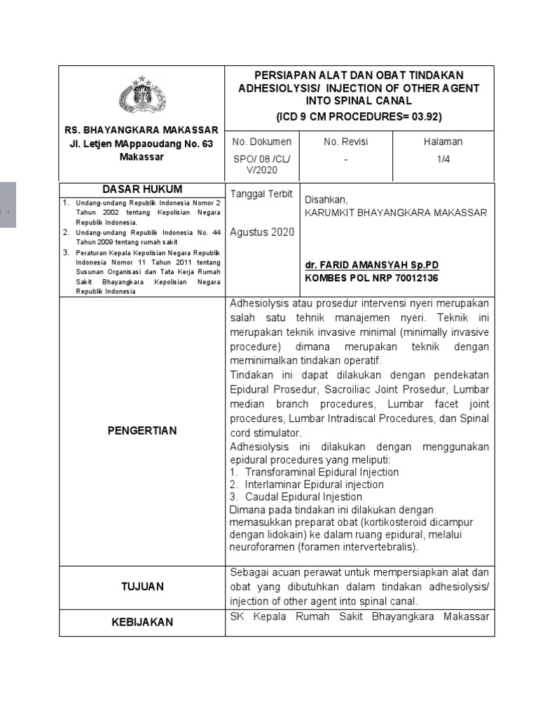 Persiapan Alat & Obat Adhesiolysis | PDF