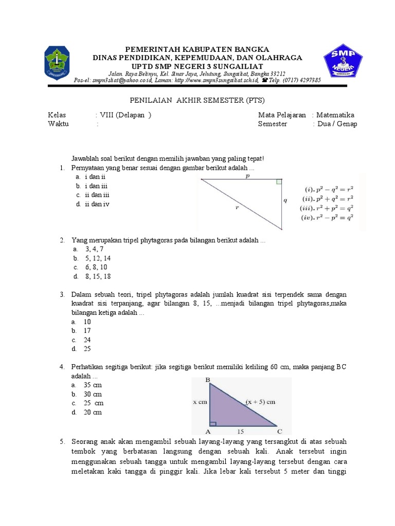 Soal PTS Matematika Kelas VIII | PDF | Metode & Bahan Ajar