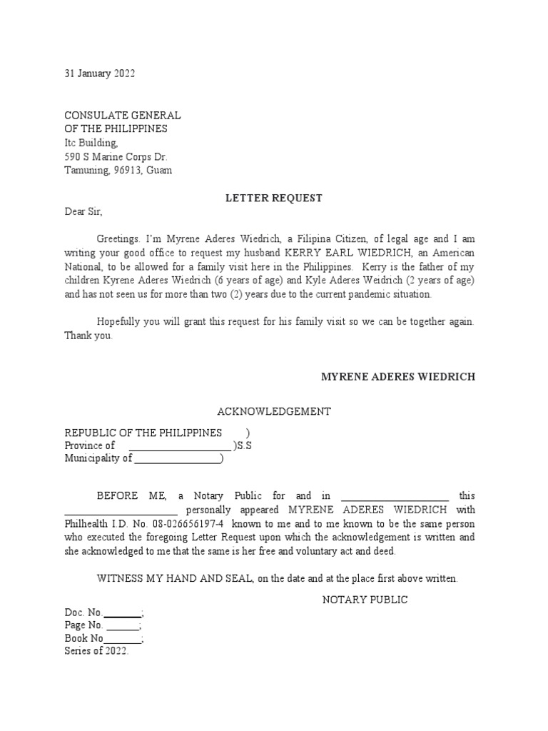 Letter To Philippine Consulate | PDF | Politics | Social Science