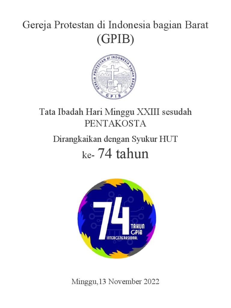 (FIX) TI Syukur HUT 74 Tahun GPIB 13 November 2022 | PDF