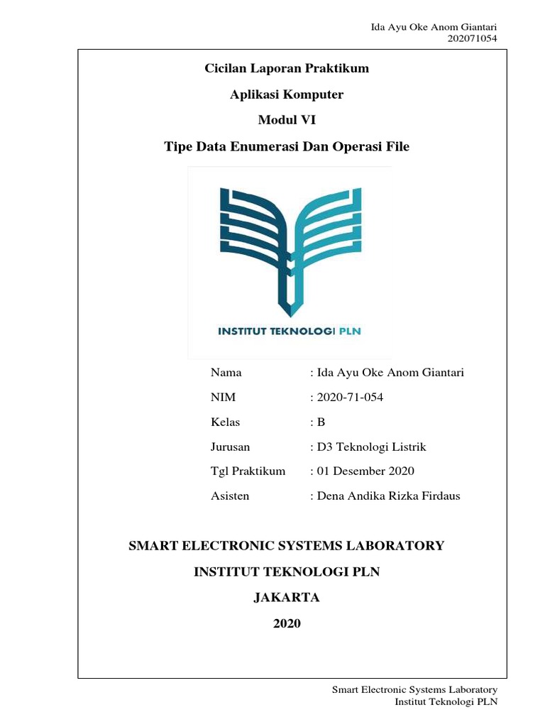 Cicilan Laporan Praktikum - Modul VI - Ida Ayu Oke Anom Giantari - 202071054 | PDF