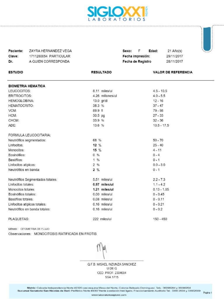 Biometría Hemática PDF | PDF