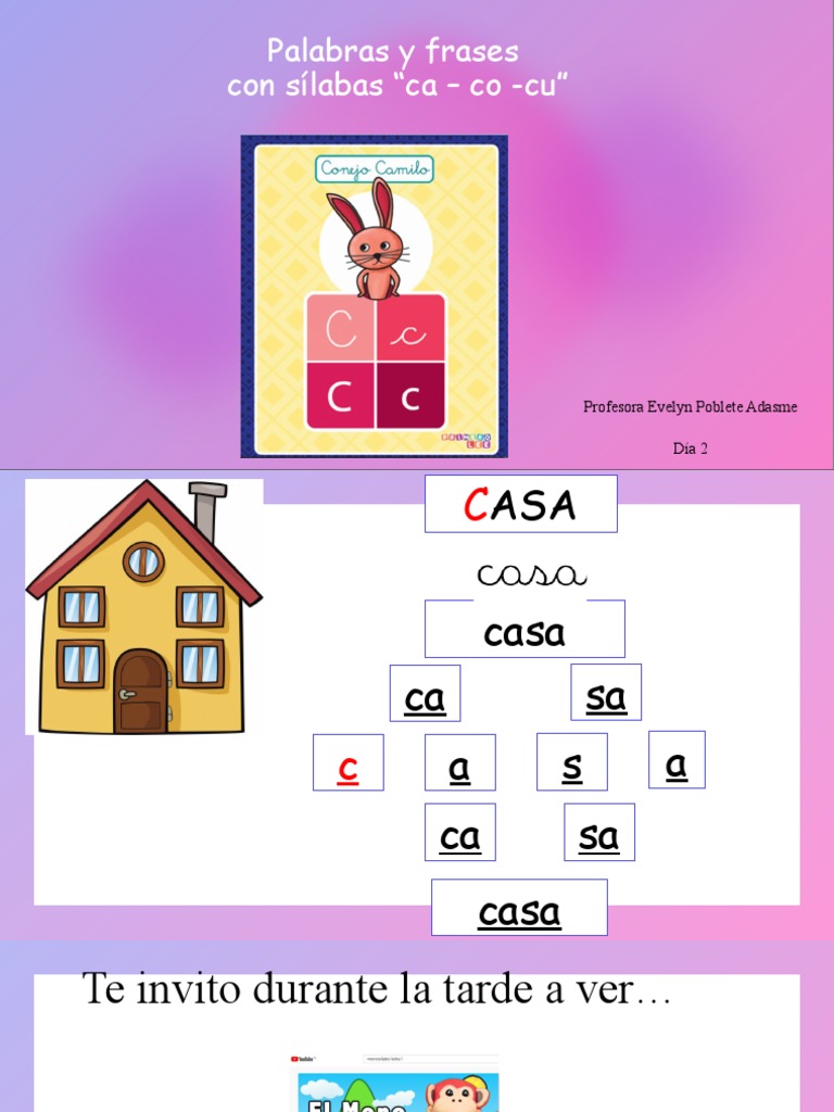 Analisis - Sintesis y Lectura Palabras Ca Co Cu | PDF | Libros para ...