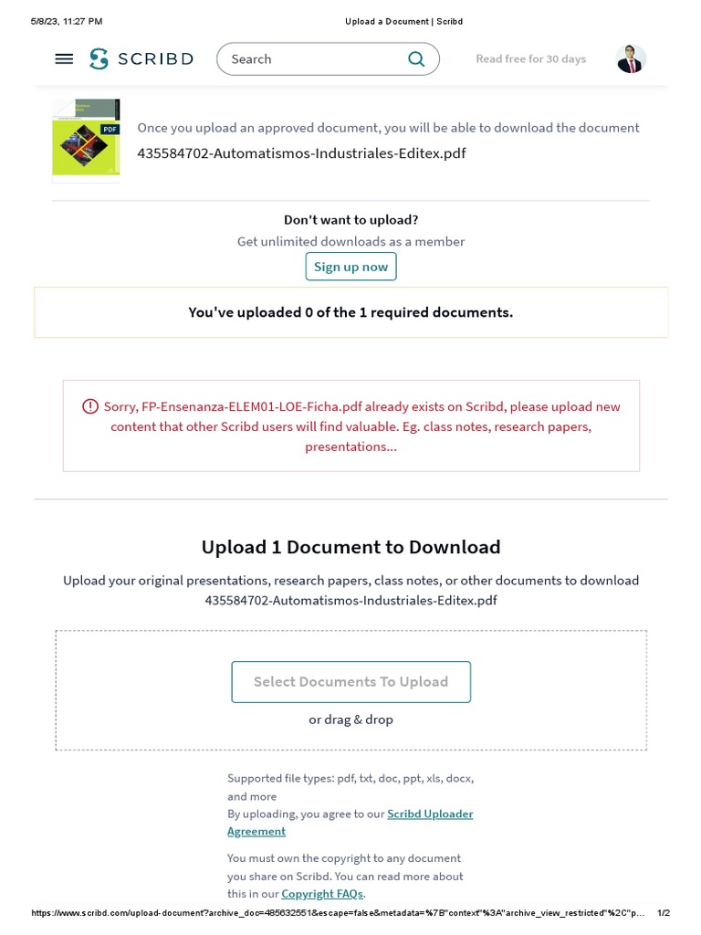 Upload A Document - Scribd | PDF | Scribd | Websites