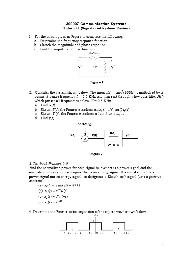 Tutorial 1 | PDF | Fourier Transform | Filter (Signal Processing)