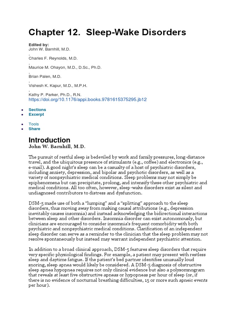 DSM V Clinical Cases - Chapter 12 Sleep Wake Disorders | PDF | Mental ...