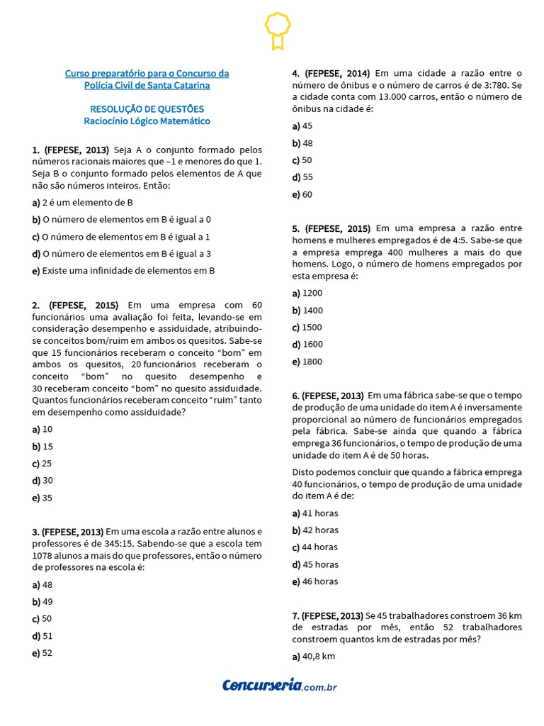 Questões RLM Sérgio PDF | PDF | Número primo | Matemática