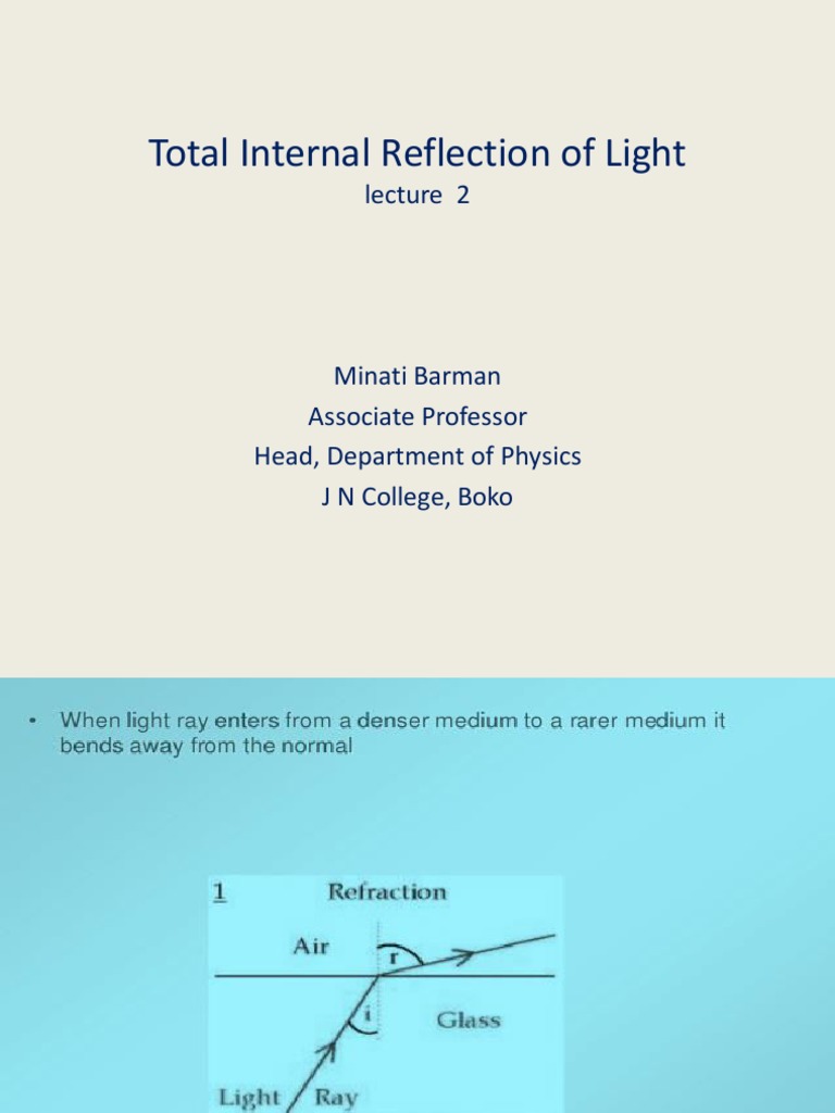 Total Internal Reflection of Light | PDF | Transmission Medium ...