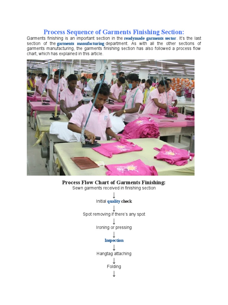 Process Sequence of Garments Finishing Section | PDF