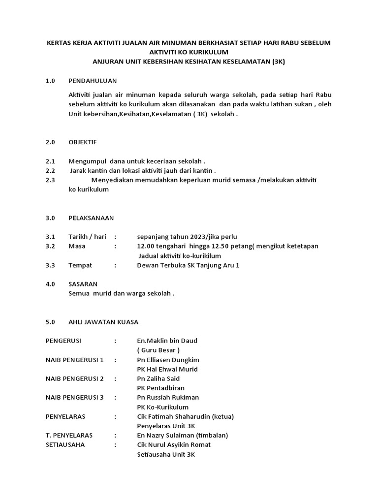 Kertas Kerja 3K | PDF