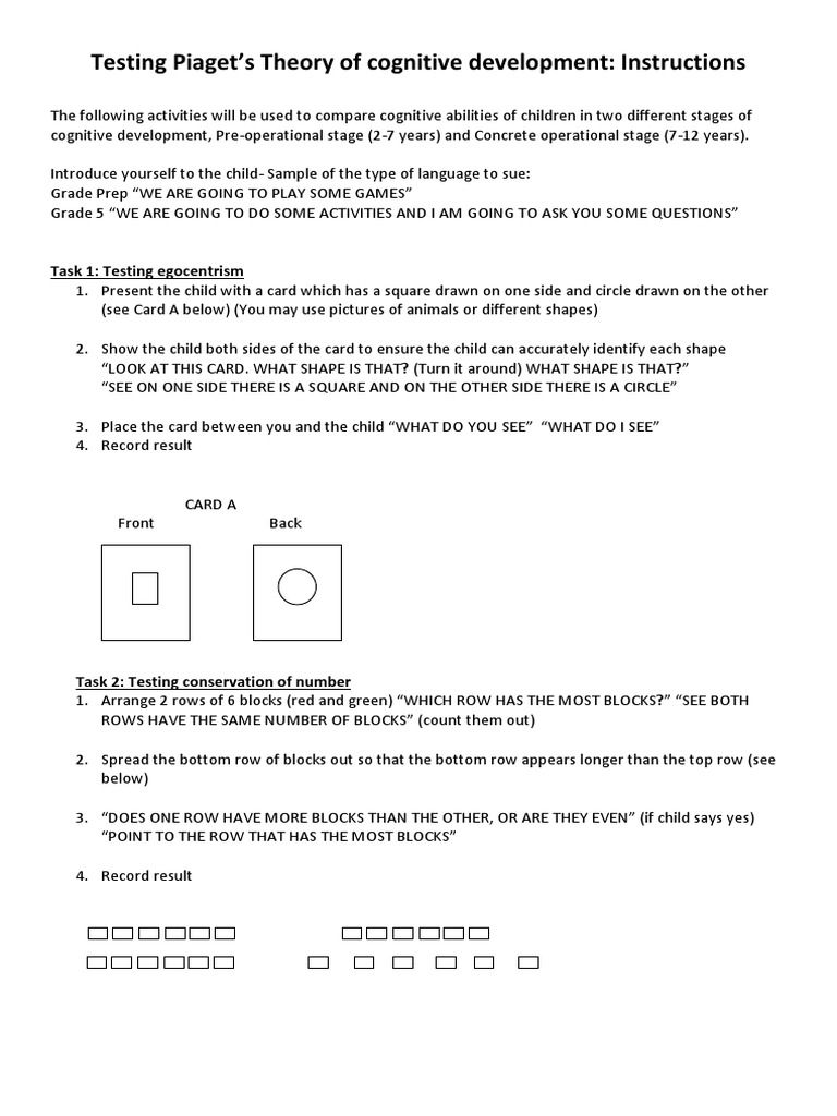 Tool Testing Piaget Instructions | PDF | Child Development | Cognitive ...