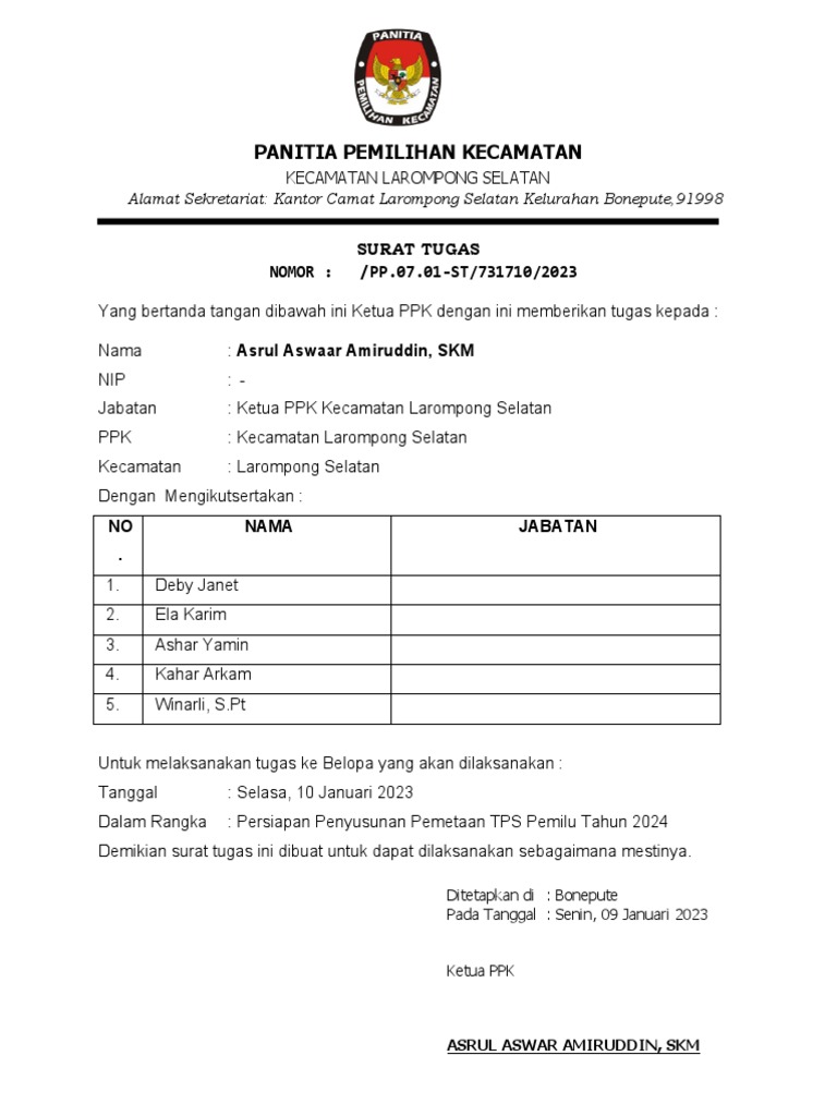 SURAT TUGAS kolektif | PDF