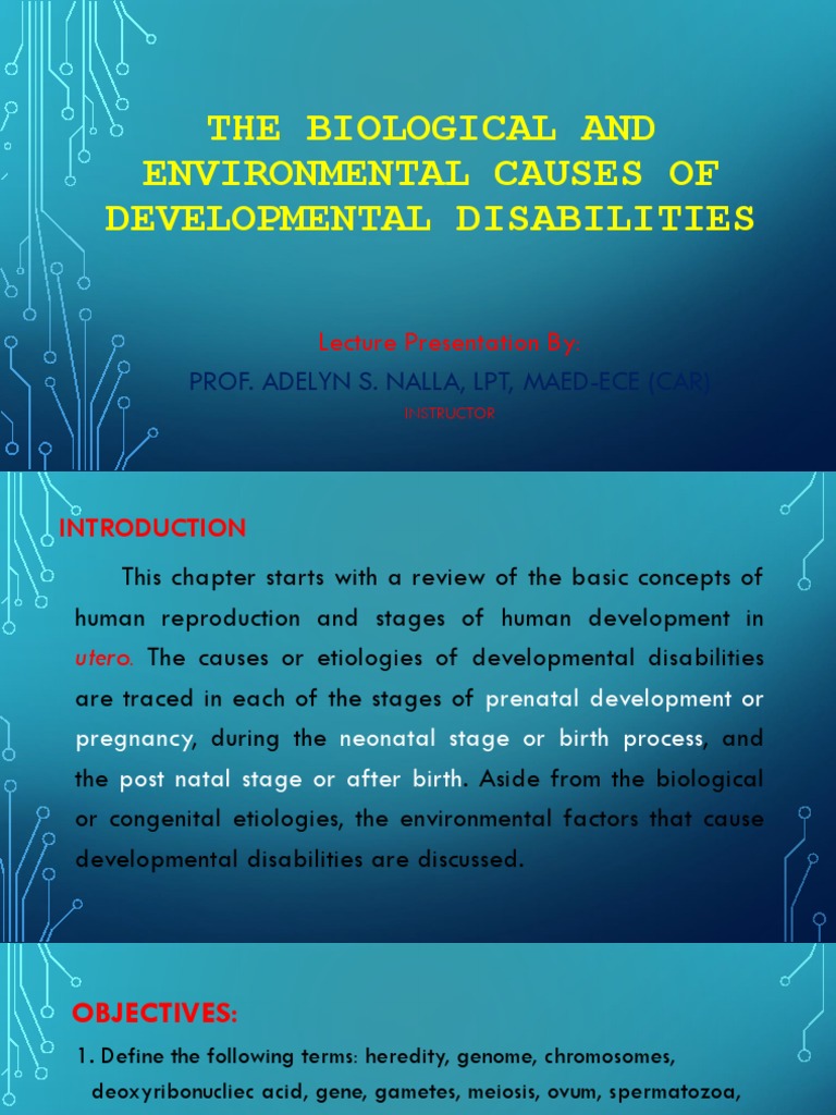 THE BIOLOGICAL and ENVIRONMENTAL CAUSES OF DEVELOPMENTAL DISABILITIES | PDF