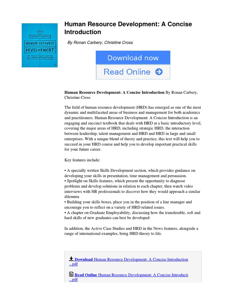 Intro to Human Resource Development | PDF