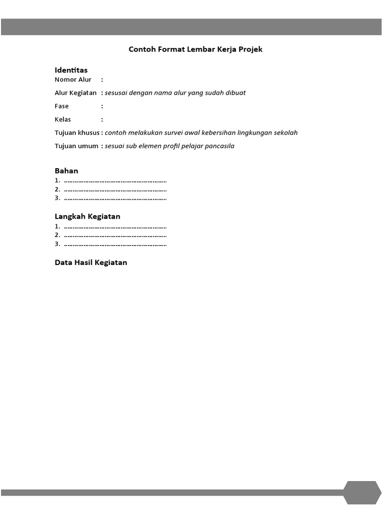 Contoh Format LK Projek | PDF