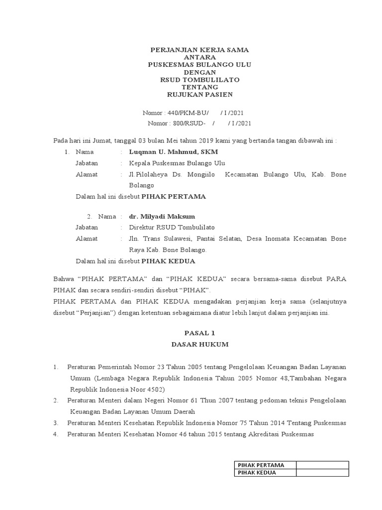 7.1.2.5 PERJANJIAN KERJA SAMA RUJUKAN Copy 2 | PDF