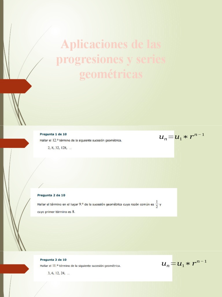 Aplicaciones de Las Progresiones Geometricas | PDF | Salario | Las ...