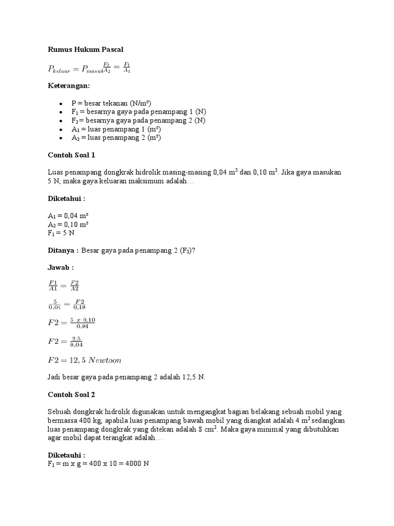 Rumus Hukum Pascal | PDF