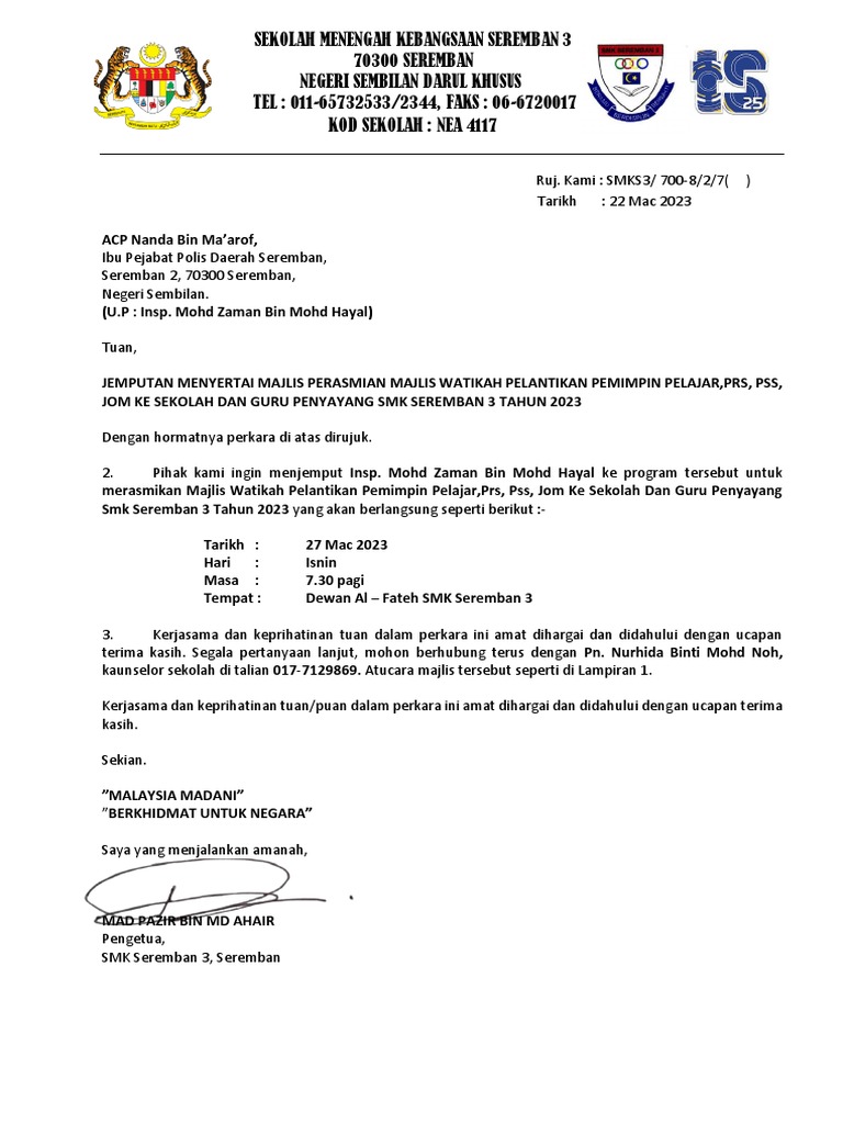 Surat Jemput Polis Mesra Sekolah | PDF