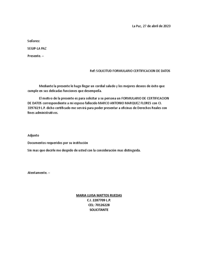 Carta Segip Pa | PDF
