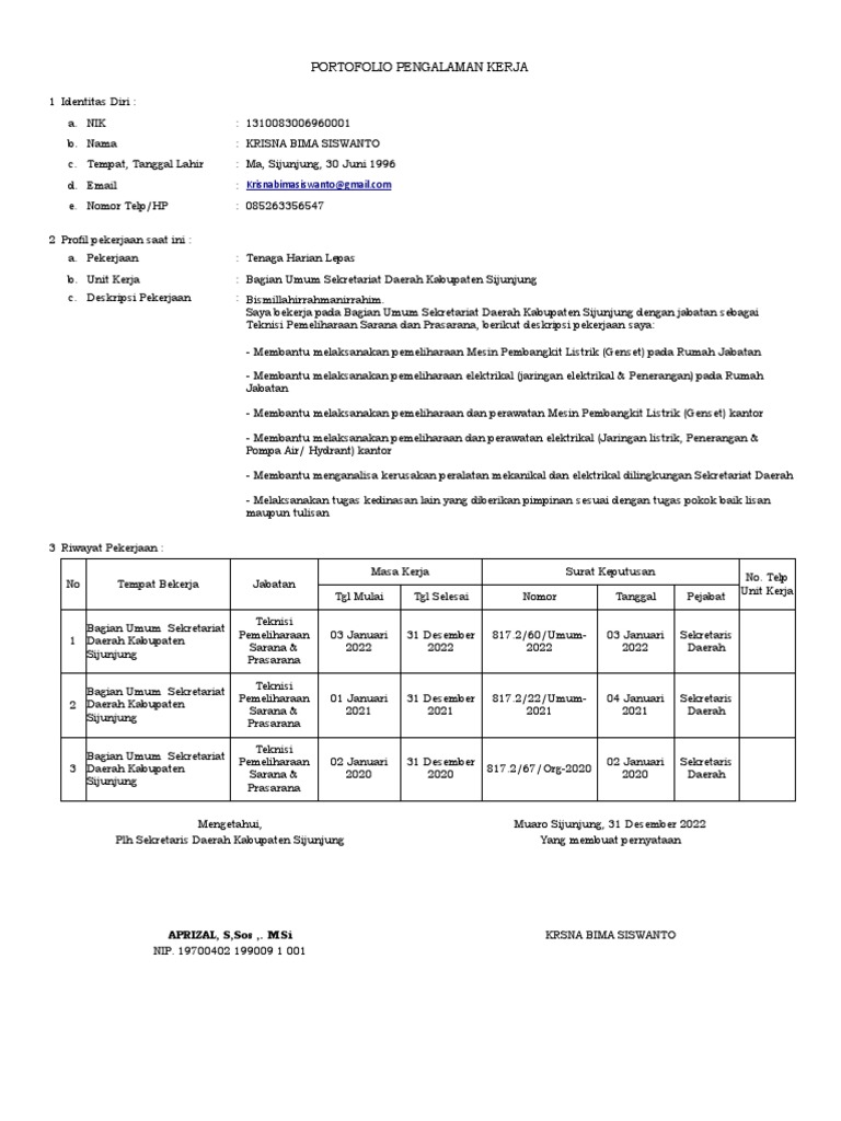 PORTOFOLIO BIMA | PDF