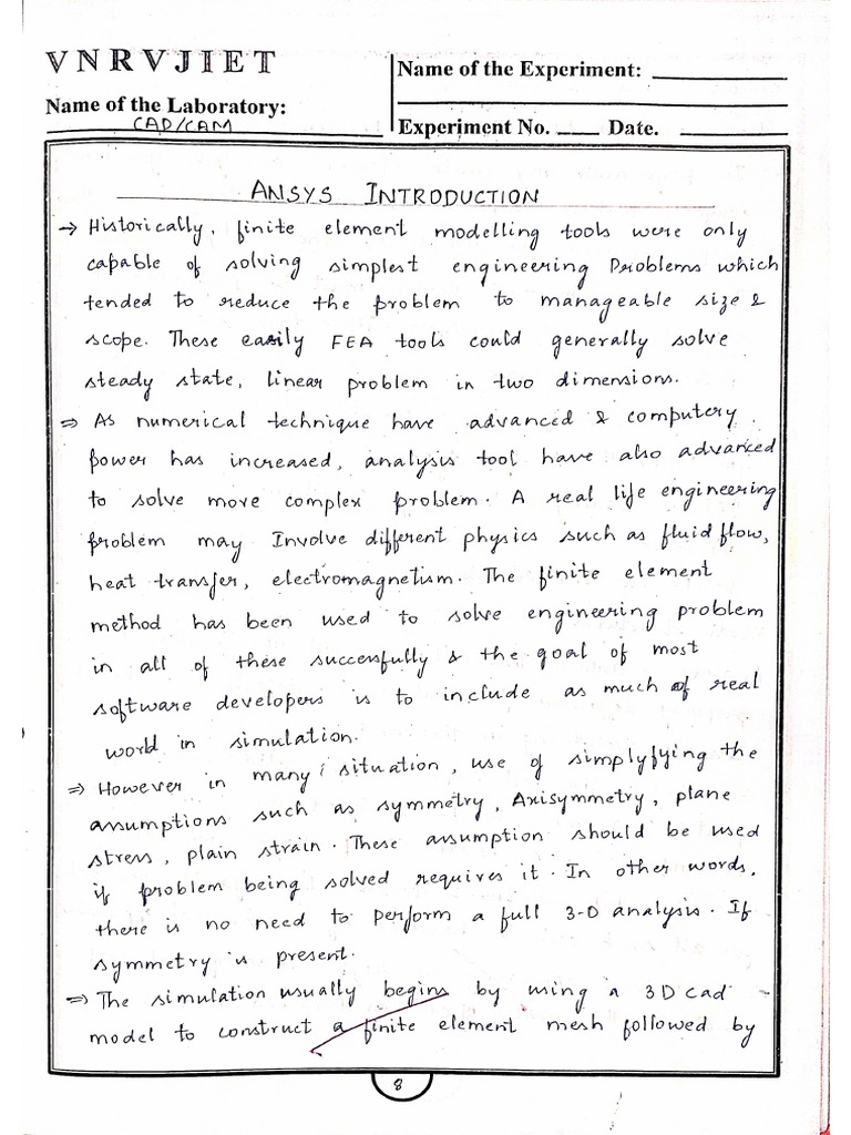 Ansys and Cam Cad Cam Lab | PDF