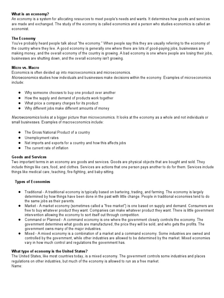 NATALIE PADGETT - What Is An Economy | PDF | Macroeconomics | Economics