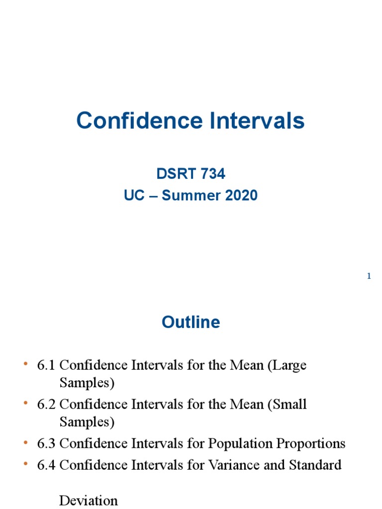 Lecture 7 Confidence Interval | PDF | Estimator | Standard Deviation Lecture 7 Confidence Interval | PDF | Estimator | Standard Deviation