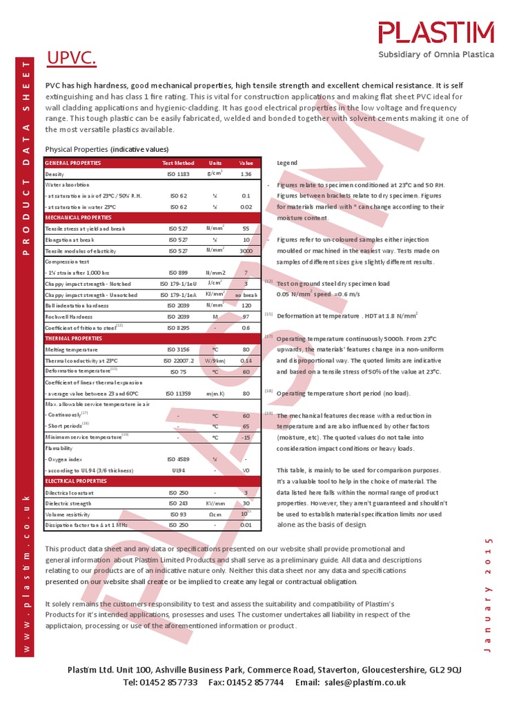 UPVC Technical Data Sheet | PDF | Strength Of Materials | Ultimate ...
