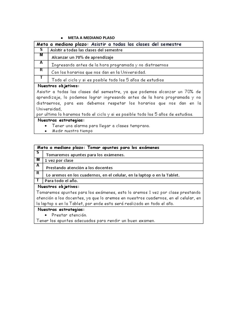 Meta A Mediano Plaso | PDF | Aprendizaje | Cognición