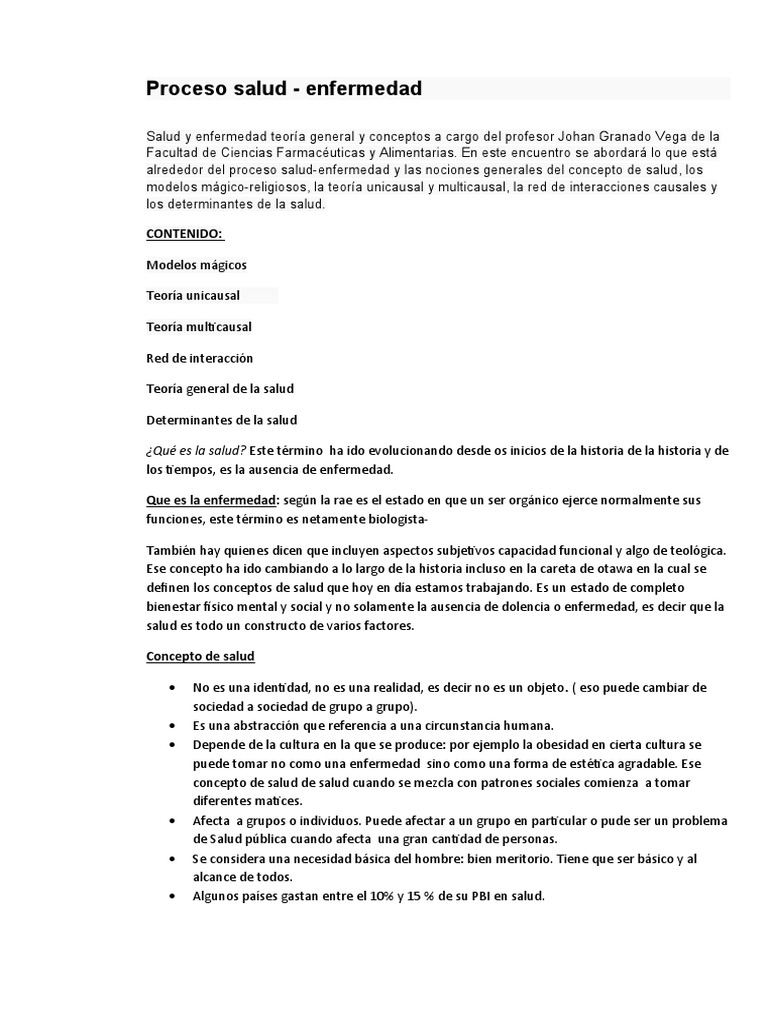 Proceso Salud - Enfermedad | PDF | Concepto | Ciencia cognitiva