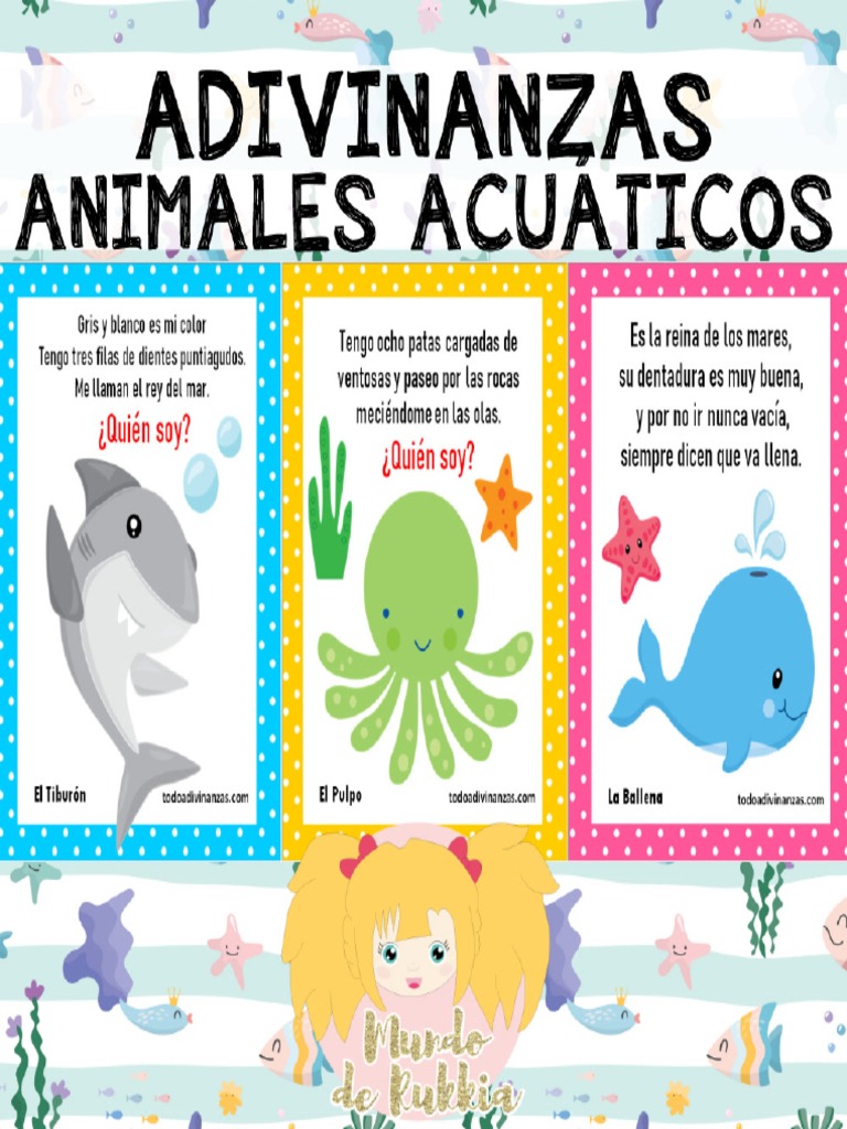 Adivinanzas de Animales Acuáticos Recopilado Por Mundo de Rukkia | PDF