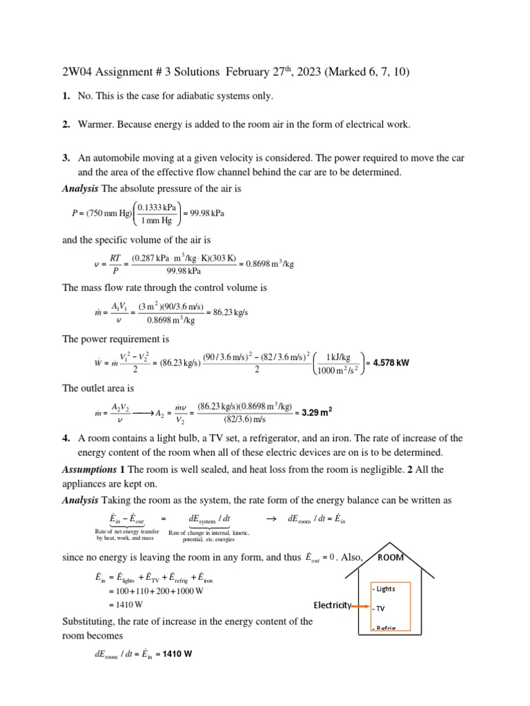 2W04 Assignment 4 - 2023 Solutions PDF | PDF | Heat | Gases