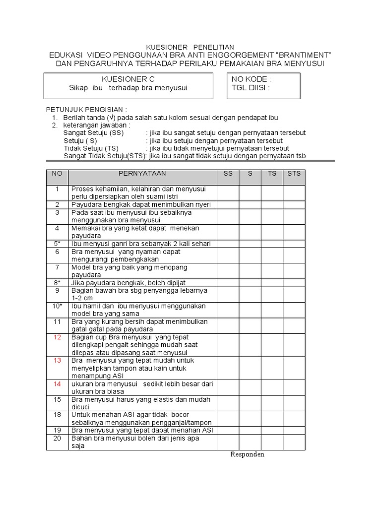 Final-Kuesioner Sikap-Bra-2020 | PDF