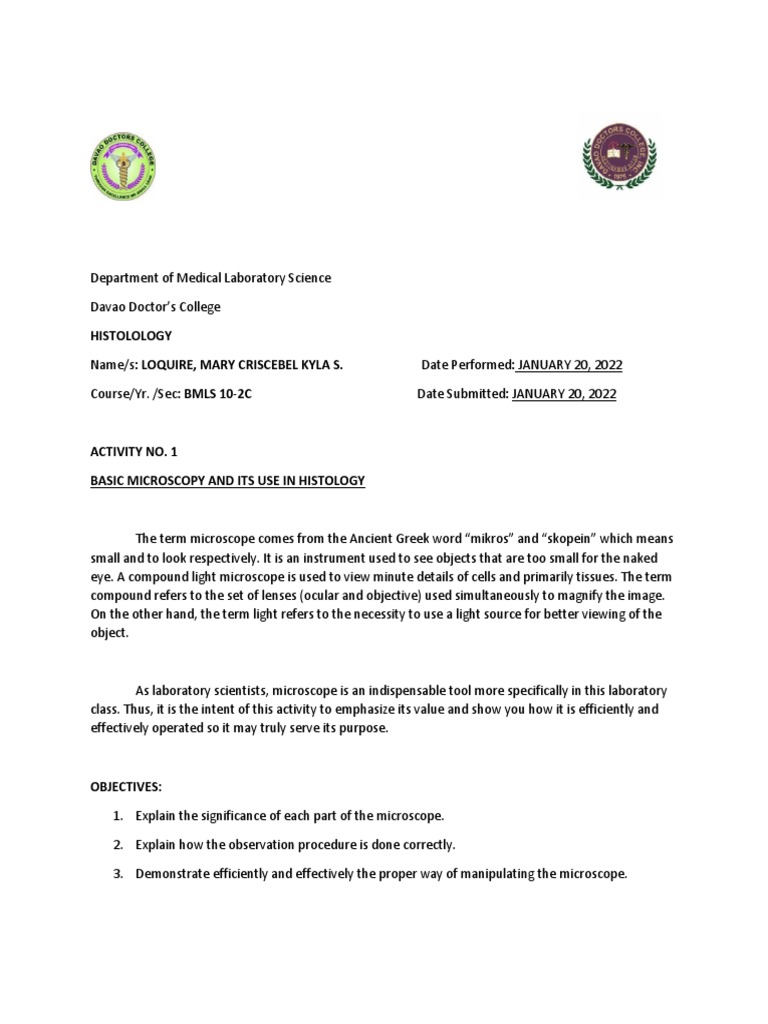 LABORATORY-SHEET-ACT.1-LOQUIRE-and-GUIAPAR-1 | PDF | Microscope ...