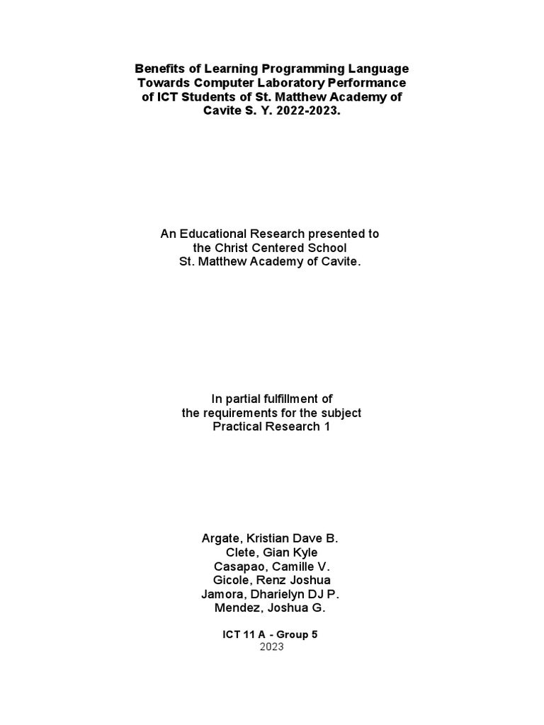 Research Group 5 | PDF | Educational Technology | Computer Programming