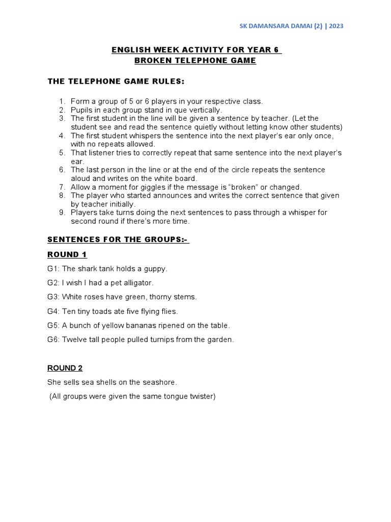 Broken Telephone Game | PDF