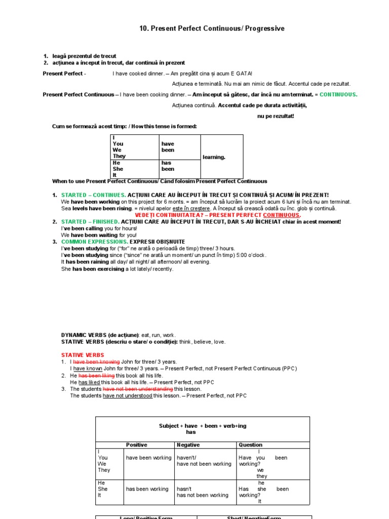 Present Perfect Continuous - Progressive | PDF | Verb | Linguistics