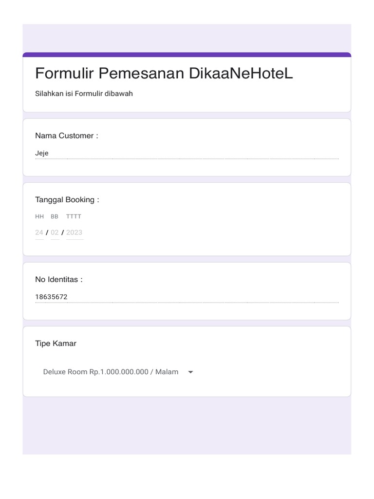 Formulir Pemesanan DikaaNeHoteL.pdf | PDF