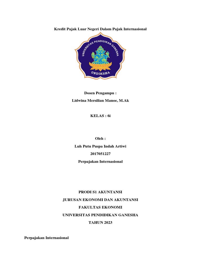 Resume Perpajakan Internasional (Bab9) - Puspa Indah Artiwi PDF | PDF