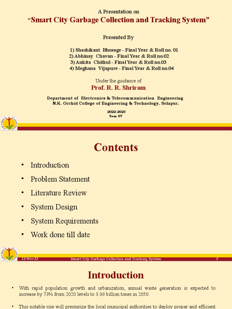 Smart City Garbage Collection and Tracking System": A Presentation On ...