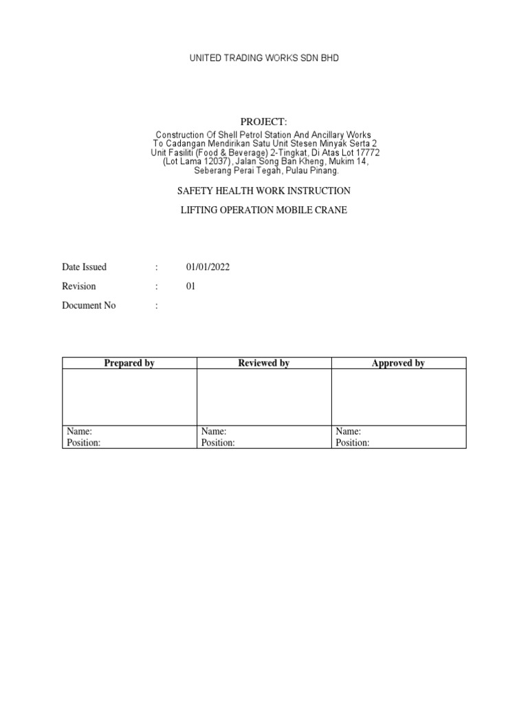 SOP - Lifting Operation Mobile Crane | PDF | Occupational Safety And ...