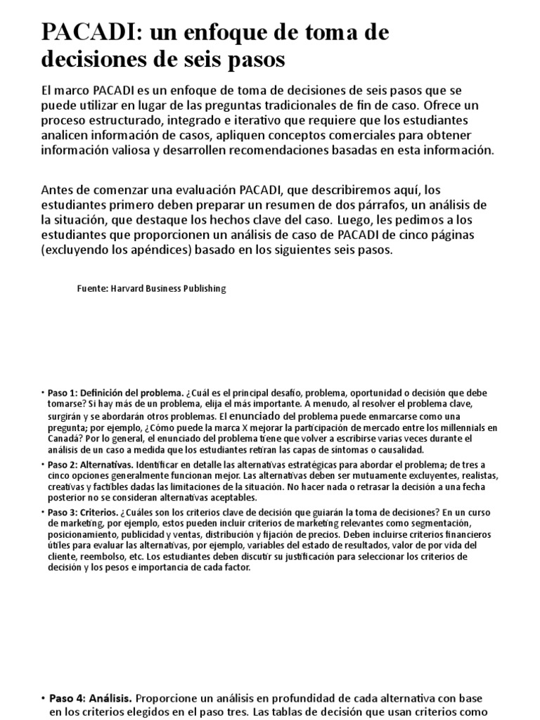 PACADI | PDF | Toma de decisiones | Marketing