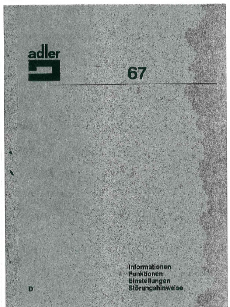Adler Service Manual - S - 067 - de | PDF