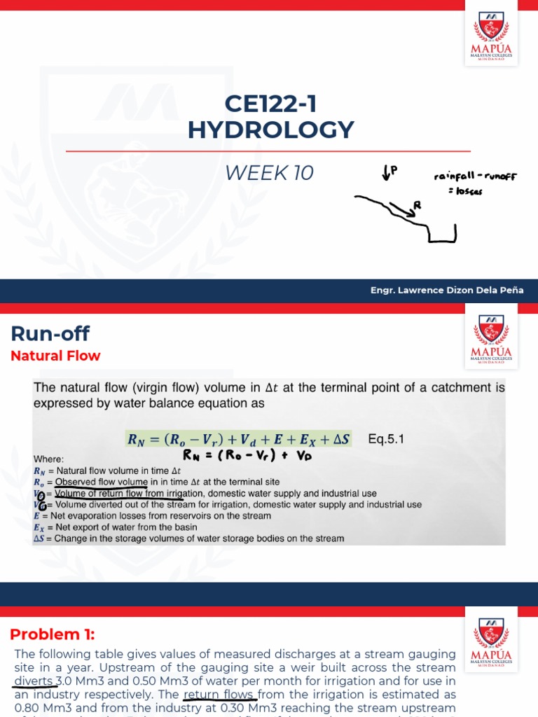 Week 10 | PDF | Drainage Basin | Discharge (Hydrology)