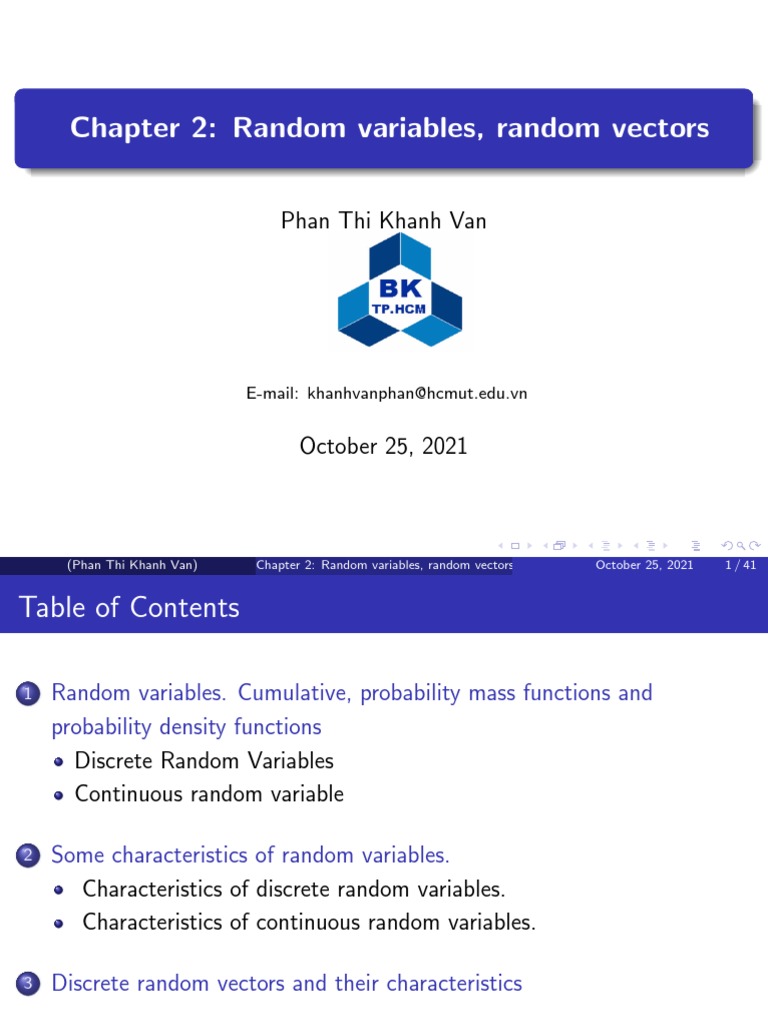 Chapter 2 Random Variables PDF | PDF | Probability Distribution | Probability Density Function