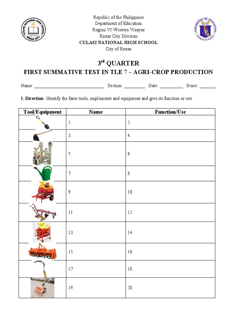 TLE 7 Agri-Crop Test | PDF | Maize | Plough